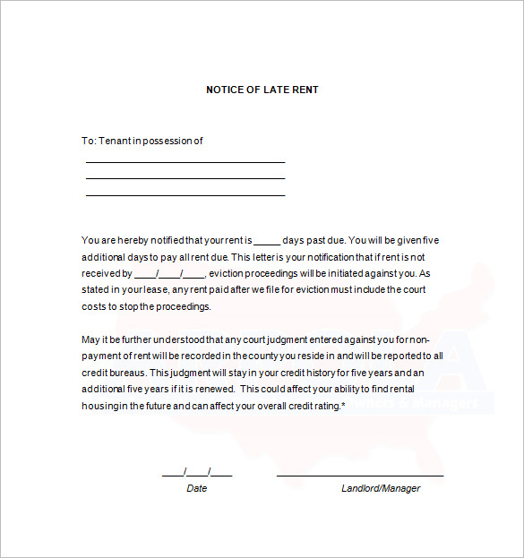 Late Rent Payment Letter Payment